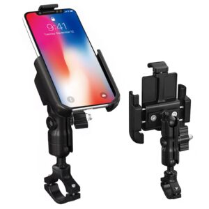 gub metal motorcycle phone mount 360°rotating all-aluminum alloy bike phone mount, universal handlebar bicycle cell phone holder suitable for iphone 11 12 pro max note20 and 4.7"- 6.8" cellphone