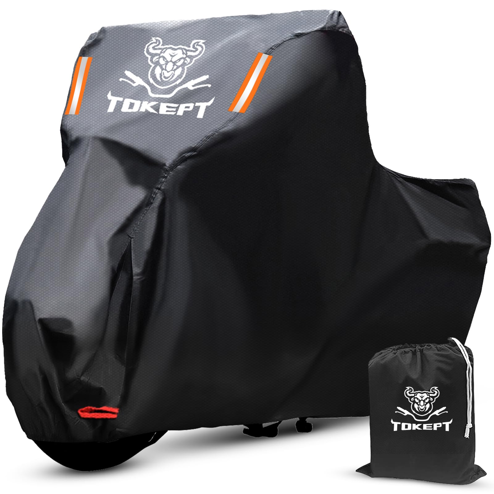 Tokept Black Motorcycle Cover, 210D Oxford Fabric All Weather Water Sun Protection, 96 inch Vehicle Cover for Harley Davidson Honda Suzuki Kawasaki Yamaha (XL)