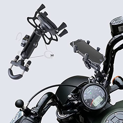 venshun Motorcycle Phone Holder Aluminum Alloy Material Sturdy and Durable Two U-Bolt Base 360°Rotating Suitable for All Phones Motorcycle Bike Handlebar Phone Mount