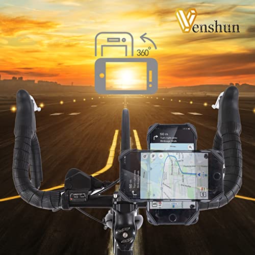 venshun Motorcycle Phone Holder Aluminum Alloy Material Sturdy and Durable Two U-Bolt Base 360°Rotating Suitable for All Phones Motorcycle Bike Handlebar Phone Mount