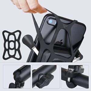 venshun Motorcycle Phone Holder Aluminum Alloy Material Sturdy and Durable Two U-Bolt Base 360°Rotating Suitable for All Phones Motorcycle Bike Handlebar Phone Mount