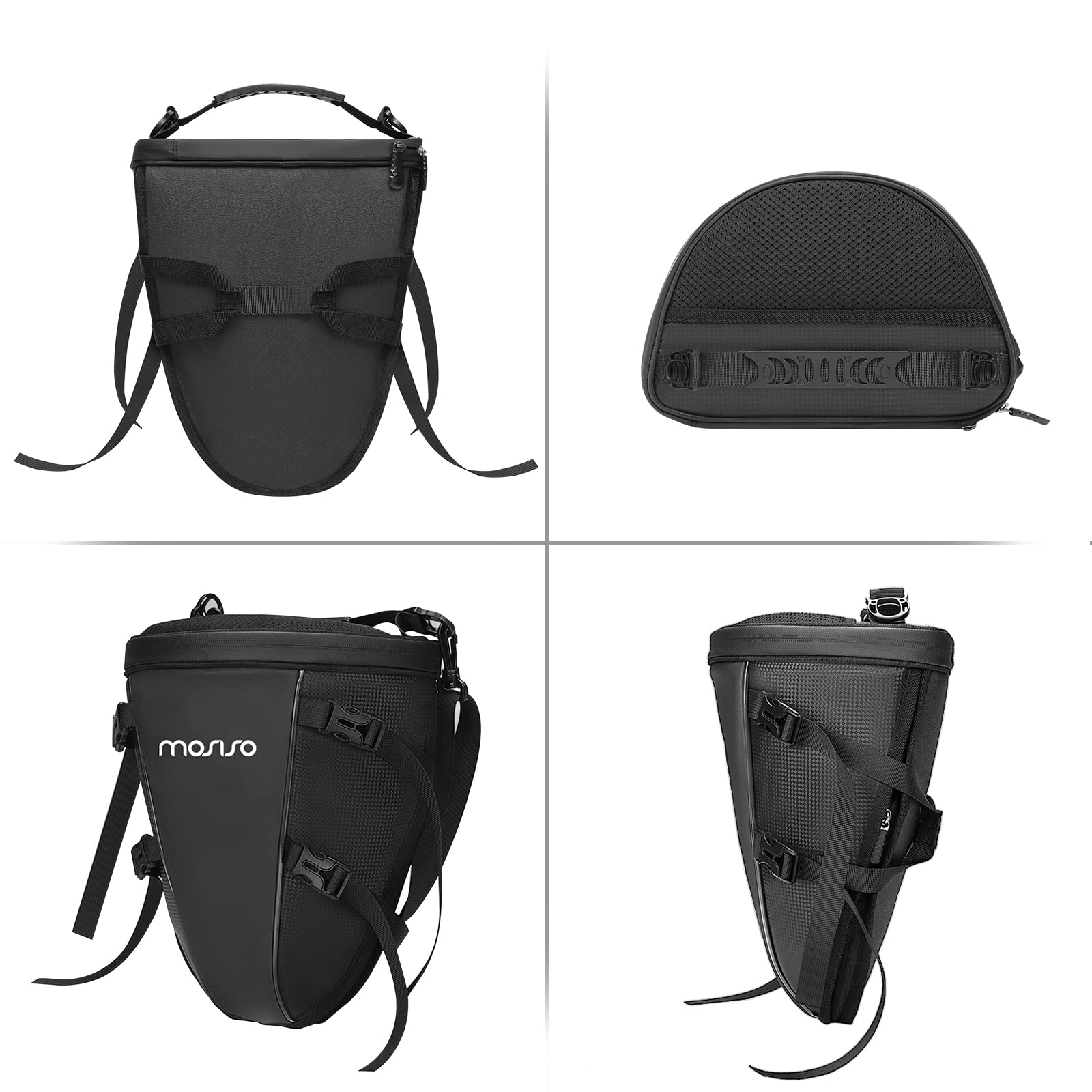 MOSISO Motorcycle Tail Bag Multifunctional Waterproof Polyester Storage Saddle Bag, 10L Outdoor Sports Motorbike Rear Seat Light Tank Bag Tool Carry Bag with Shoulder Strap, Black