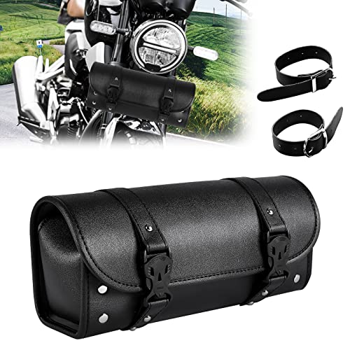 Sresk Motorcycle Handlebar Bag Front Fork Bag Barrel Bag Tool Roll Bag Tail Bag Tool Pouch Sissy Bar Storage Bag for Harley Kawasaki Suzuki Yamaha Sportster Dyna 883 Vulcan V-star (B)