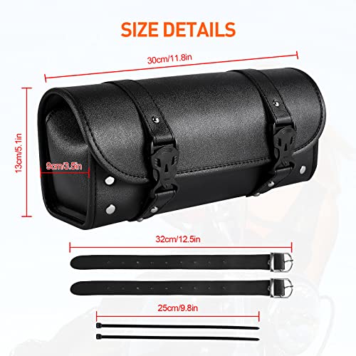 Sresk Motorcycle Handlebar Bag Front Fork Bag Barrel Bag Tool Roll Bag Tail Bag Tool Pouch Sissy Bar Storage Bag for Harley Kawasaki Suzuki Yamaha Sportster Dyna 883 Vulcan V-star (B)