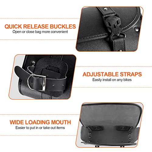 Sresk Motorcycle Handlebar Bag Front Fork Bag Barrel Bag Tool Roll Bag Tail Bag Tool Pouch Sissy Bar Storage Bag for Harley Kawasaki Suzuki Yamaha Sportster Dyna 883 Vulcan V-star (B)