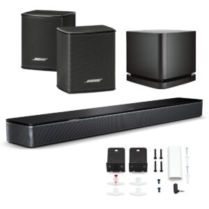 bose smart soundbar 300 bluetooth wi-fi voice control bundle with wireless surround speakers pair, bass module 500 (black)