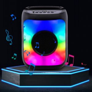 portable wireless bluetooth speaker waterproof speakers loud stereo with mixed colored led lights mode for home theater,party,outdoor,gym,gaming,tv...