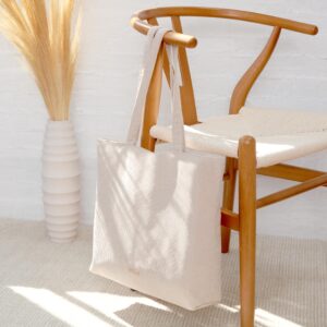 VANDEL Corduroy Tote Bag for Women and Men with Zipper and Inner Pockets. Beige Zipper Tote Bag, Cute Tote Bag Aesthetic