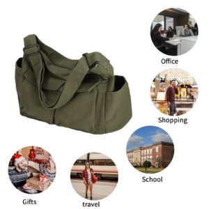 charlore Messenger Bags,Canvas Shoulder Tote Bags with Multiple Pockets,Large Hobo Crossbody Bag for Women and Men