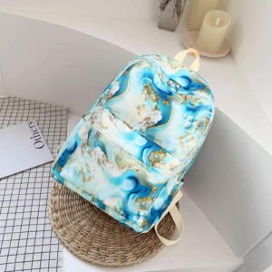 School Backpack for Teen Girls Bookbags Elementary High School Corduroy Laptop Bags Women Travel Daypacks (Pebble-Blue White)