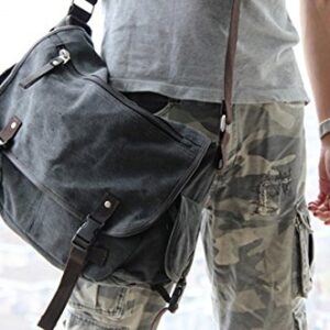 [Upgraded] Vintage Canvas Messenger Bag Large Book Laptop Shoulder Bag Women Men New