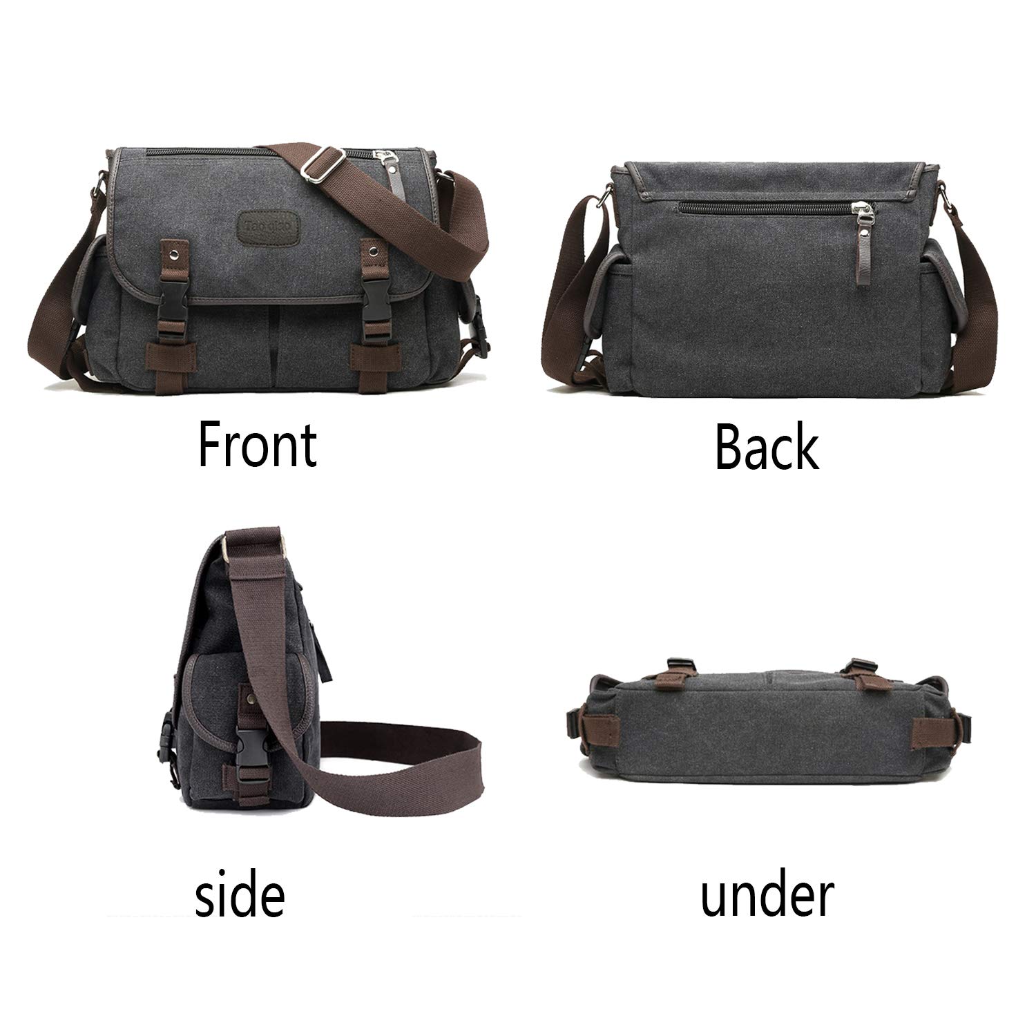 [Upgraded] Vintage Canvas Messenger Bag Large Book Laptop Shoulder Bag Women Men New