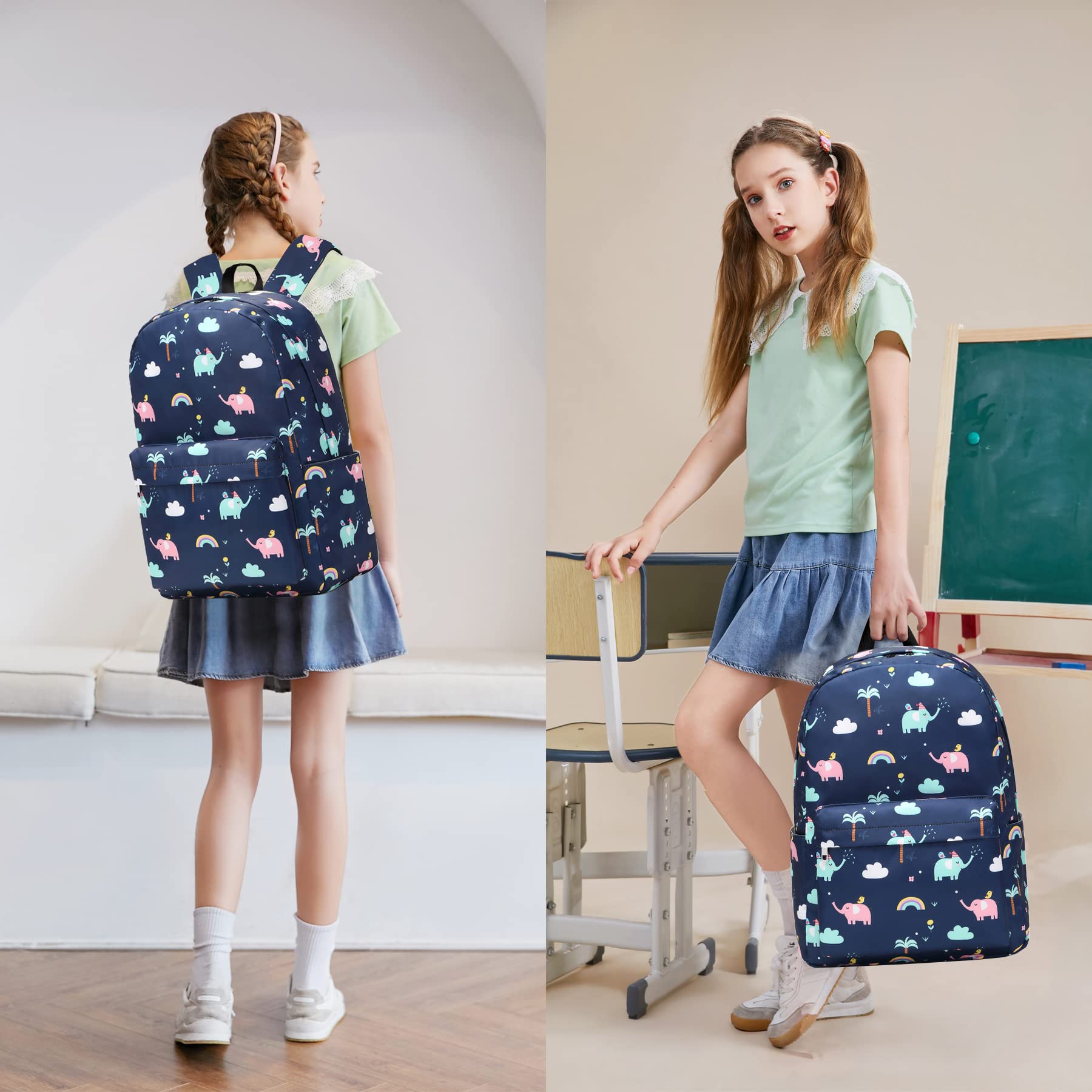 Xunteny Elephant Backpack for Girls Women Teens, School Backpack College Bookbags Ladies Laptop Backpacks