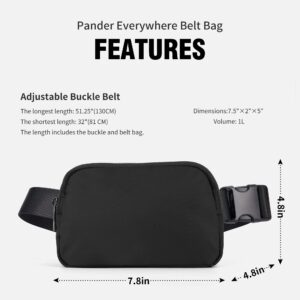 Seadamoo Mini Black Fanny Pack Crossbody Bags for Women and Men, Waterproof Belt Bag with Adjustable Strap for Traveling Running Hiking Cycling.