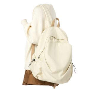 weradar basic school backpack for women men,lightweight casual daypack college backpack,aesthetic middle school bag,bookbag for teen girls boys,small canvas travel backpack(beige)