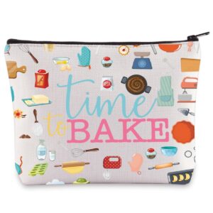 levlo baker travel zipper pouch bag baking gift for bake lover time to bake zipper pouch bag for culinary school graduation (time to bake)