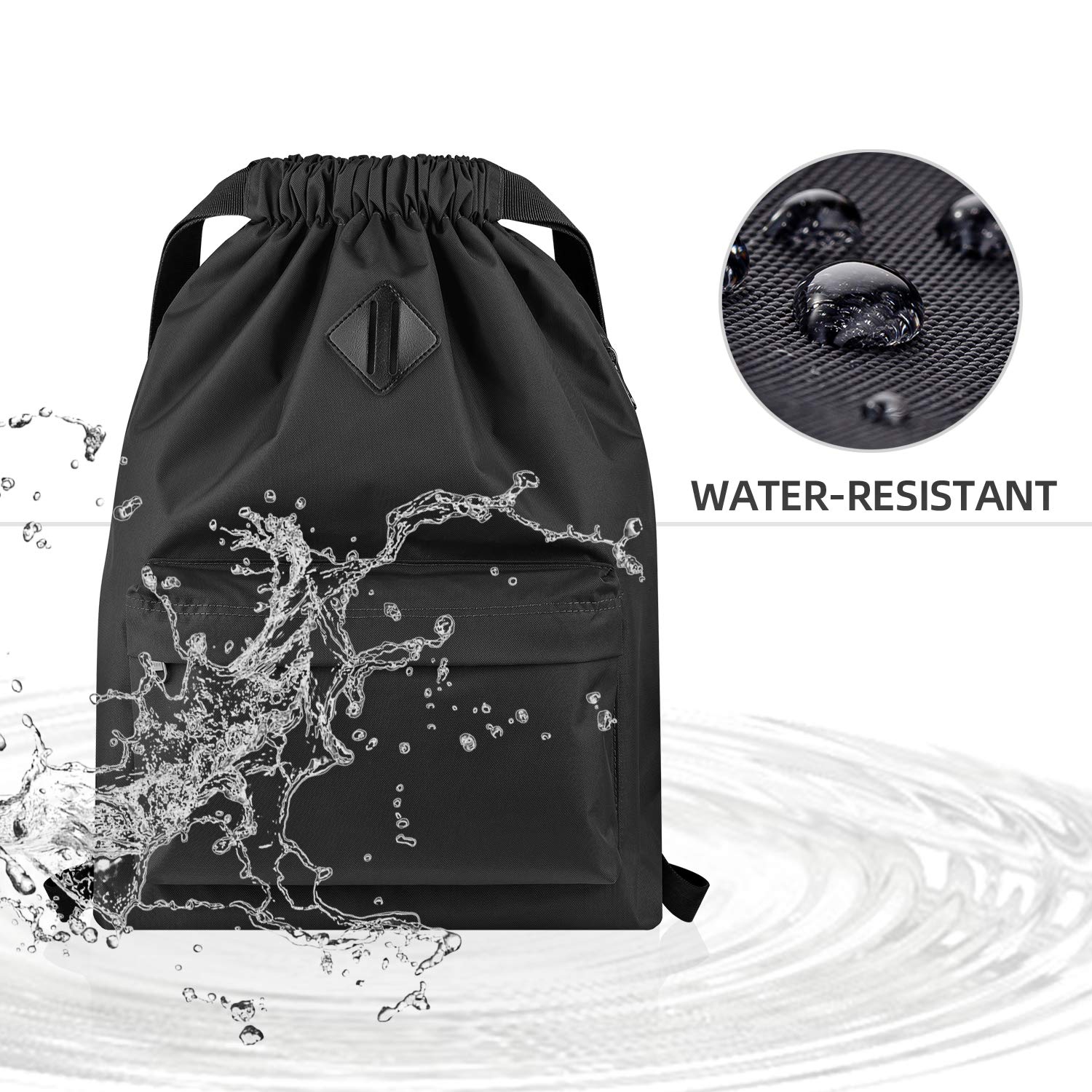 Vorspack Drawstring Backpack Water Resistant String Bag Sports Gym Sack with Side Pocket for Men Women - Pink