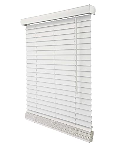 CHICOLOGY Faux Wood Blinds , Window Blinds , Wood Blinds , Window Shades , Window Treatments , Blinds & Shades , Window Shades For Home , Wooden Blinds , Basic White , 34"W X 60"H