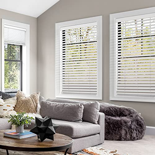 CHICOLOGY Faux Wood Blinds , Window Blinds , Wood Blinds , Window Shades , Window Treatments , Blinds & Shades , Window Shades For Home , Wooden Blinds , Basic White , 34"W X 60"H