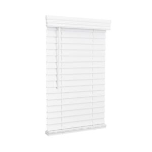 lotus & windoware cordless, 2 inch faux wood room darkening blind, 34" wide x 60" long, embossed, bright white