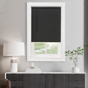 cordless light filtering mini blind - 36 inch width, 48 inch length, 1" slat size - black - cordless gii morningstar horizontal windows blinds for interior by achim home decor