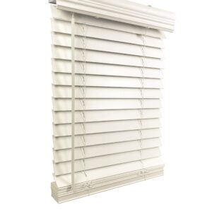 US Window And Floor 2" Faux Wood 22.5" W x 48" H, Inside Mount Cordless Window Blinds, 22.5 x 48, Smooth White,CLF0102240480