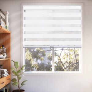 chicology zebra blinds, roller window shades, blinds for windows, roller shades for windows, window shades for home, window shades, pull down shades for windows, 22" w x 72" h, basic arctic