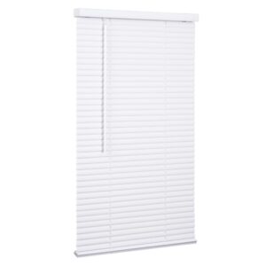 lotus & windoware cordless light filtering, 1" vinyl mini blind 71" wide x 60" long - white (mlx7160wh) - horizontal window blinds for interior, door blinds - camper blinds, 1" slat size