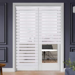 seeye zebra blinds for windows - french door blinds roller dual shades light control window treatments horizontal day and night sheer, 23.6" w x 90" h, white