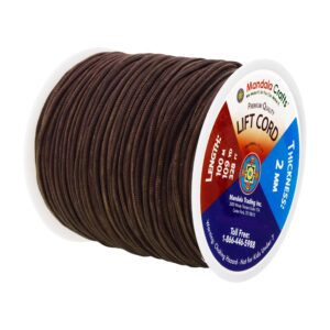 Mandala Crafts Strings Lift Cords - Roman Shades Cord Brown 2mm Nylon Cord - 109 Yds Braided Nylon String