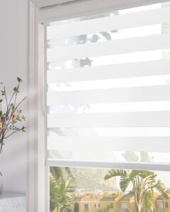 persilux custom zebra blinds dual layer roller sheer shades (35" w x 72" h, white) room darkening light filtering privacy for day and night window shades for windows, home and office