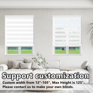 Persilux Custom Zebra Blinds Dual Layer Roller Sheer Shades (35" W X 72" H, White) Room Darkening Light Filtering Privacy for Day and Night Window Shades for Windows, Home and Office