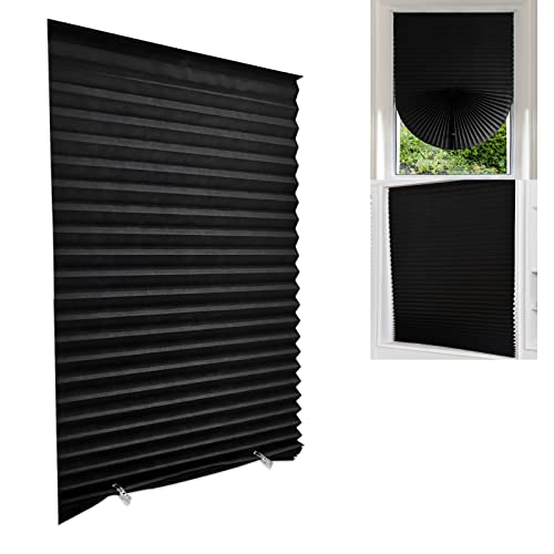 Blackout Blinds for Windows Cordless Blinds Temporary Shades Blinds No Drill Mini Blinds Black Out Blinds for Window of Bedroom,Bathroom,Kitchen Office (Black-high Shading, 23.6 * 59"(60 * 150cm))