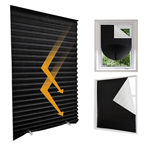 Blackout Blinds for Windows Cordless Blinds Temporary Shades Blinds No Drill Mini Blinds Black Out Blinds for Window of Bedroom,Bathroom,Kitchen Office (Black-high Shading, 23.6 * 59"(60 * 150cm))