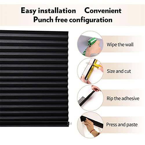 Blackout Blinds for Windows Cordless Blinds Temporary Shades Blinds No Drill Mini Blinds Black Out Blinds for Window of Bedroom,Bathroom,Kitchen Office (Black-high Shading, 23.6 * 59"(60 * 150cm))