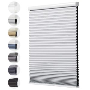 toanture custom cordless cellular blinds, easy to install blackout honeycomb window blinds for shades, thermal insulated honeycomb blinds for bedroom, office(white,custom size)