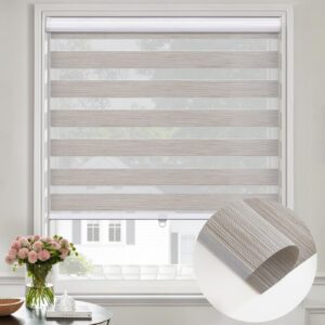 pasoun zebra blinds cordless dual layer window shades blackout roll up blinds light control day and night easy to install roller shades for home（ autumn，18" w x 48" h ）