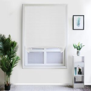 2 pack temporary blinds for window, self adhesive pleated blinds cordless no drill fabric blinds room darkening shades blackout shades for bathroom kitchen office 23.6 * 59inch(w*h)