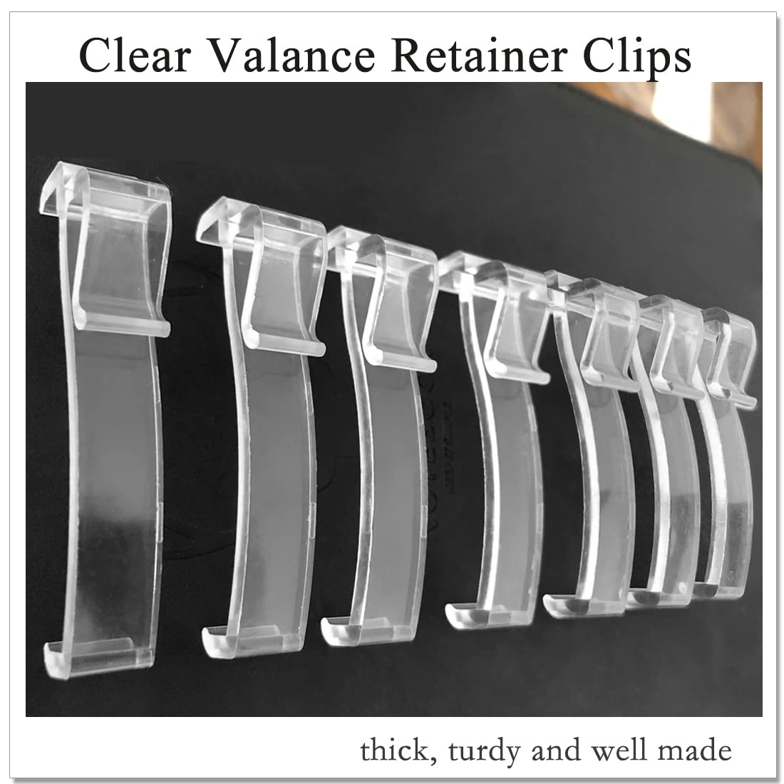 2.5 Inch Valance Clips, Clear Plastic Valance Clips for Blinds, Hidden Blinds Valance Clips for Horizontal Blind Valance (12 Pieces)