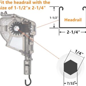 Wand Tilter 2pcs for 2" Blinds Hexagon Shaped Gear Hook Connection for 2" Low Profile Horizontal Blinds