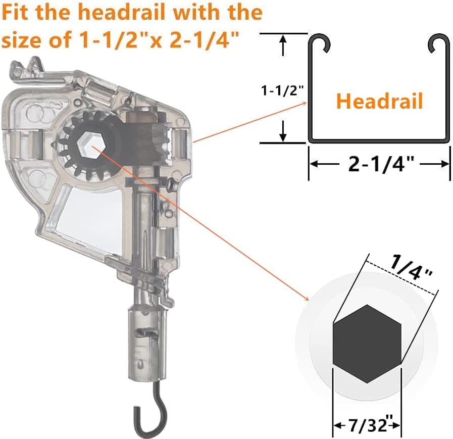 Wand Tilter 2pcs for 2" Blinds Hexagon Shaped Gear Hook Connection for 2" Low Profile Horizontal Blinds