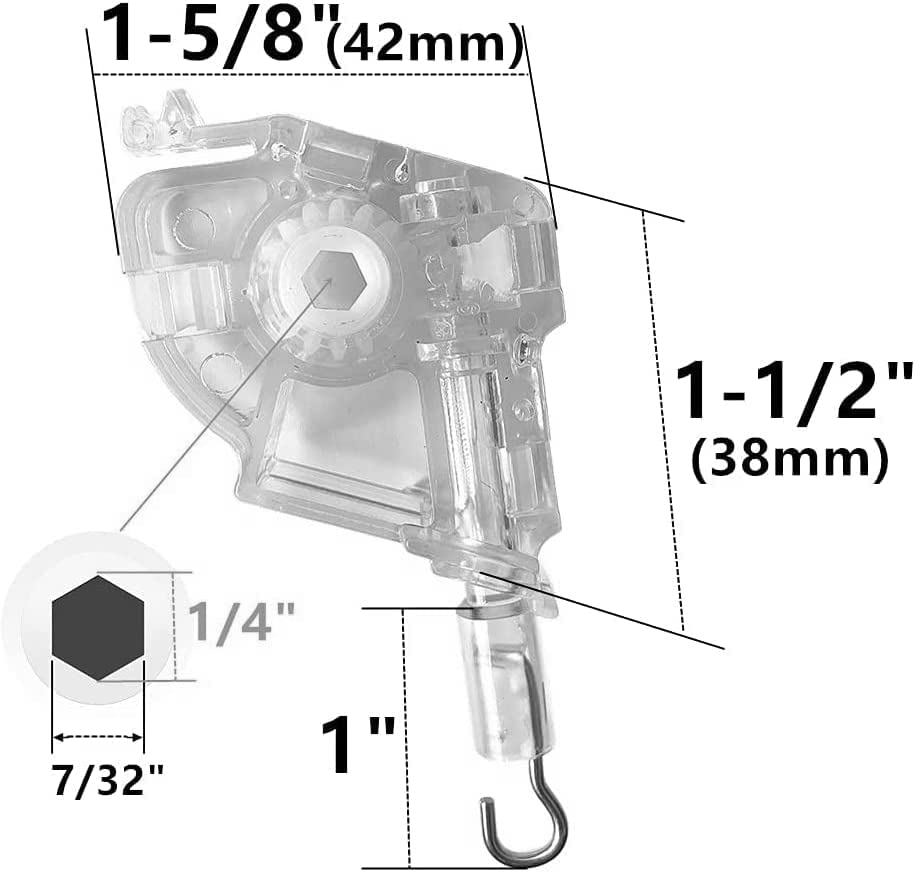 Wand Tilter 2pcs for 2" Blinds Hexagon Shaped Gear Hook Connection for 2" Low Profile Horizontal Blinds