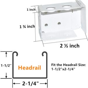 4pcs Box Mounting Bracket 2 Sets for 2inch Low Rail Venetian Blinds White Color Head Track End Cover Holder Window Blinds Headrail with 1-1/2"x 2-1/4" in Size