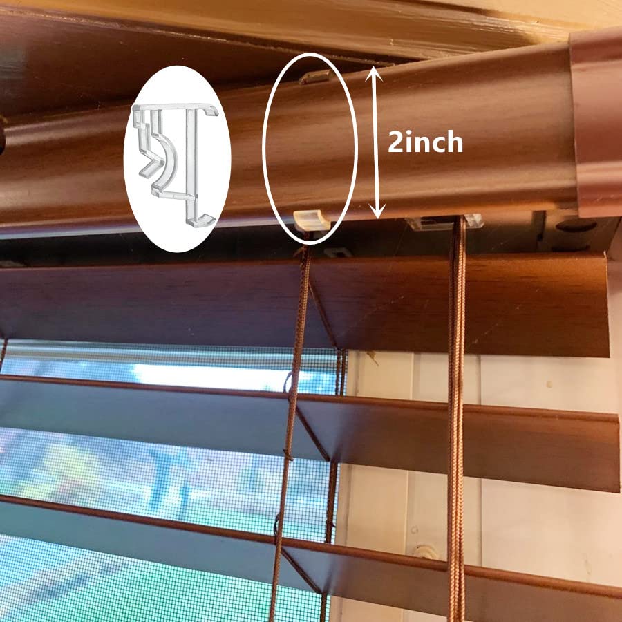 Cutelec Valance Clips 2inch 5pcs Clear Plastic Hidden Retainer Holder for Window Blind Valance,Horizontal Faux & Wood Blinds Cover Hold Clip