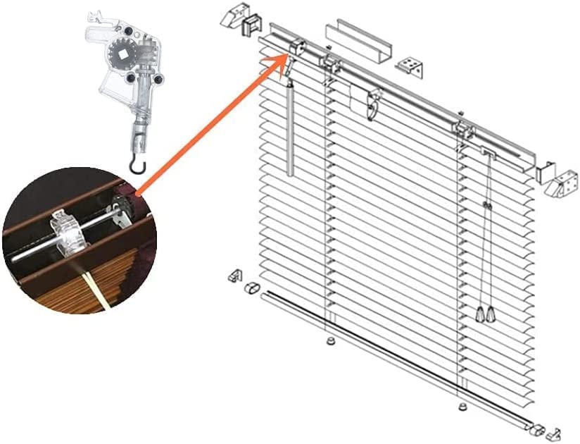 Cutelec 4pcs Wand Tilter for 2" Low Profile Horizontal Blinds Tilt Mechanism Hook Connection with Square Shaped Gear Low Rail Blinds Accessory