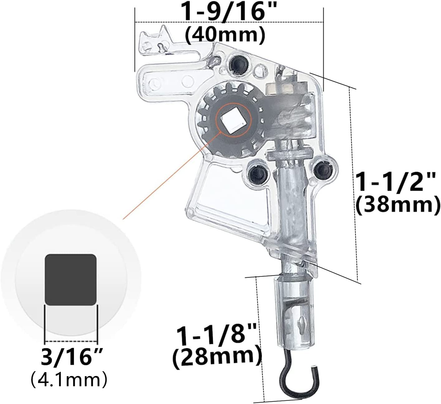 Cutelec 4pcs Wand Tilter for 2" Low Profile Horizontal Blinds Tilt Mechanism Hook Connection with Square Shaped Gear Low Rail Blinds Accessory