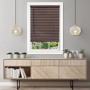 achim home furnishing cordless gii luna 2" slat mahogany venetian window blinds 39" w x 64" l