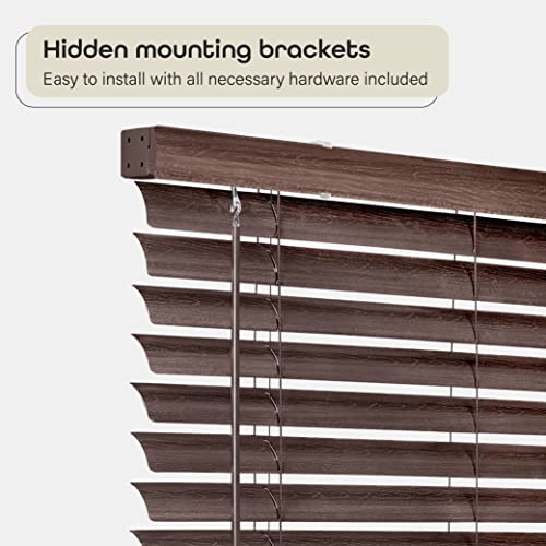 Achim Home Furnishing Cordless GII Luna 2" Slat Mahogany Venetian Window Blinds 39" W x 64" L