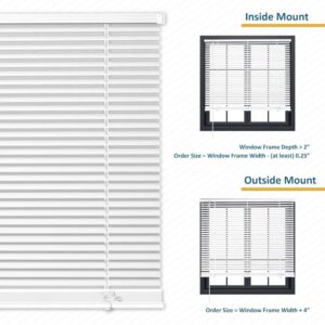 KCO Mini Blinds for Windows Cordless Horizontal Window Blinds and Shades, Vinyl Venetian Blinds Anti-UV Waterproof Light Adjustment Mini Blinds, 18" W x 64" L, White