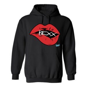 wawni kallmekris merch bexx red lips hoodie sweatshirt unisex black (black, s)